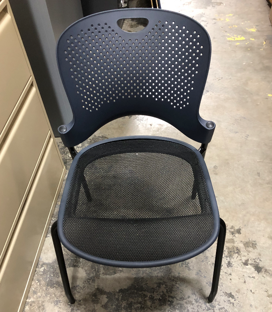Herman Miller - Caper Armless Stacking Chairs - Navy Blue on Black w/